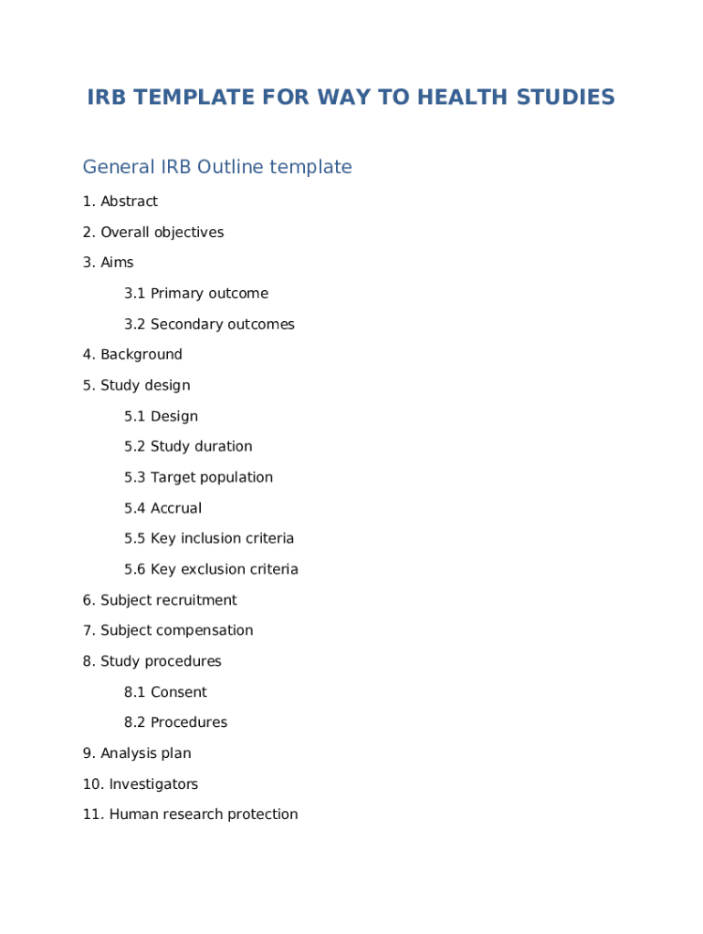 irb template for way to health studies - healthcareinnovation upenn Doc ...