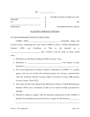 Fillable Online Petition for Writ of Mandate for Texas State District Court Fax Email Print ...