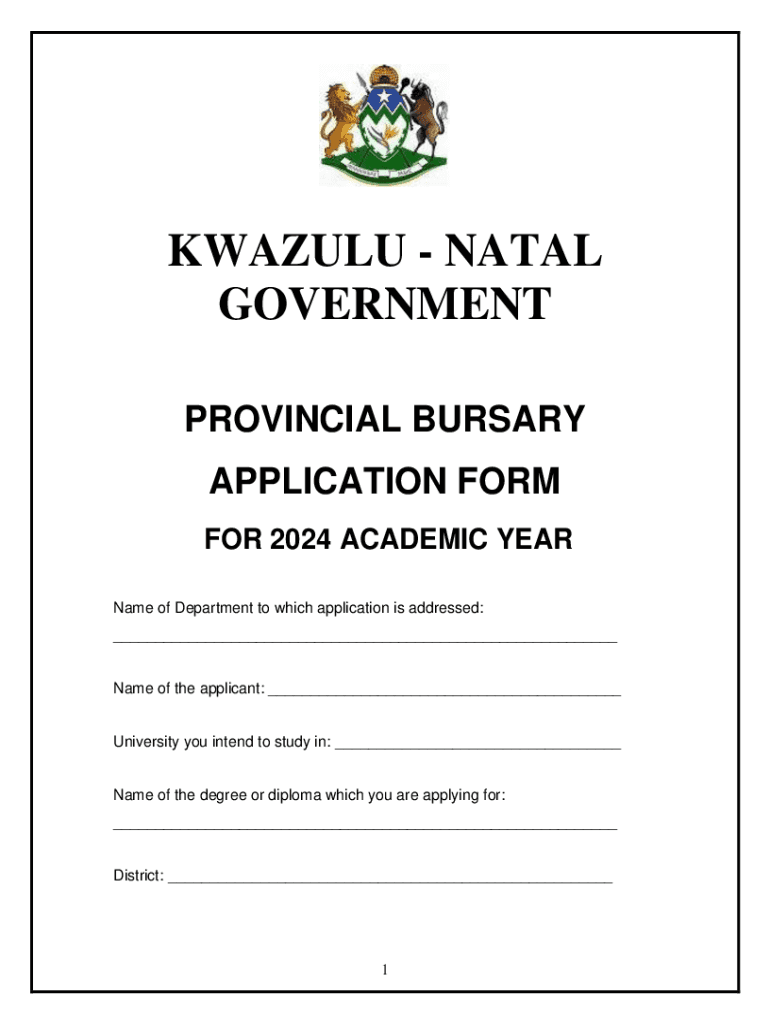 Fillable Online Kwazulu Natal Government Bursary Application Form 2023 ... Fillable Online Kwazulu Natal Government Bursary Application Form 2023 ...