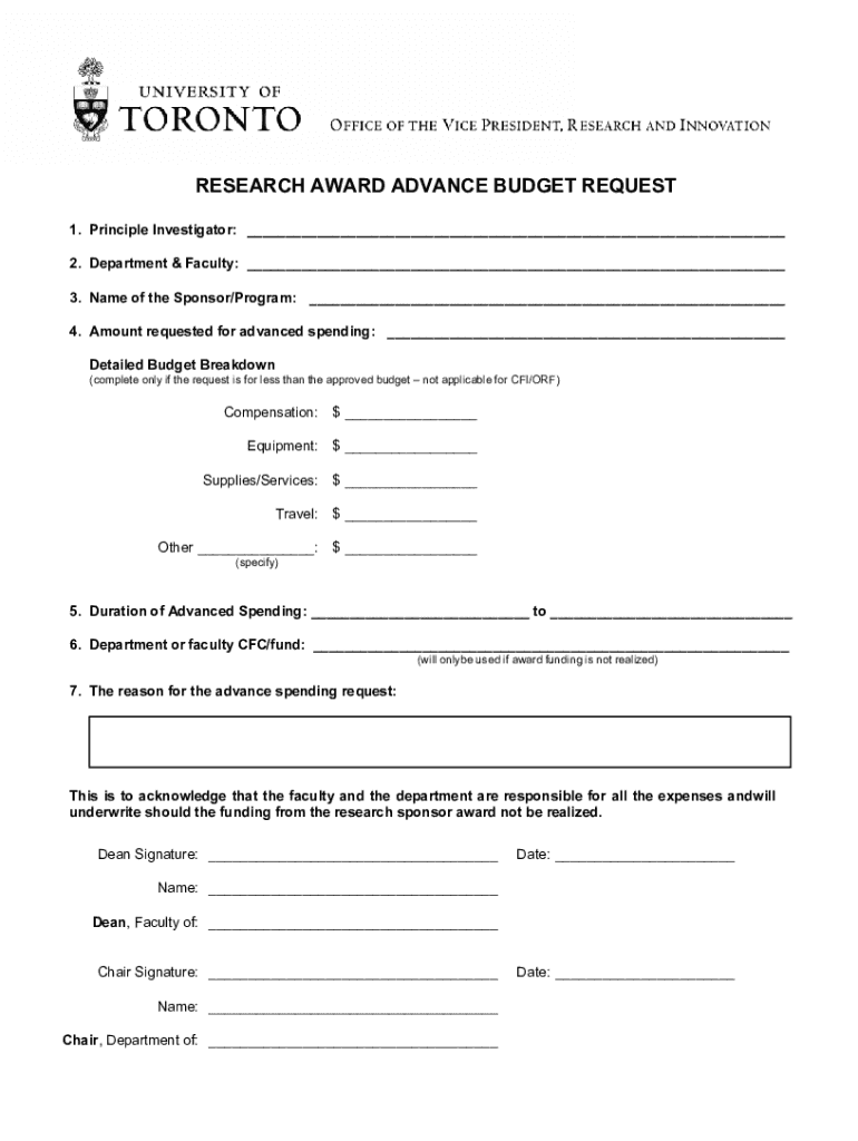 Fillable Online Advanced Spending Request Form Fax Email Print - pdfFiller