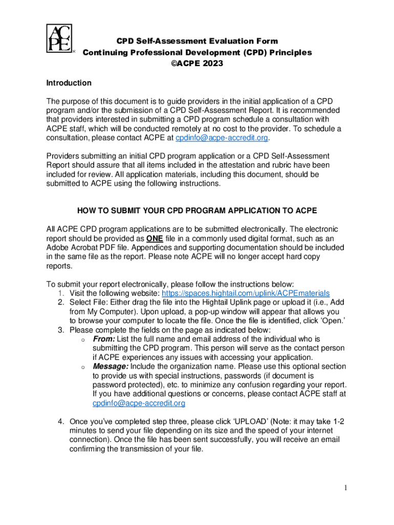 Fillable Online CPD Self-Assessment Evaluation Form Continuing Professional ... Fax Email Print ...