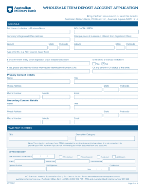 Fillable Online 202305 Term Deposit application form - Australian ... Fax Email Print - pdfFiller