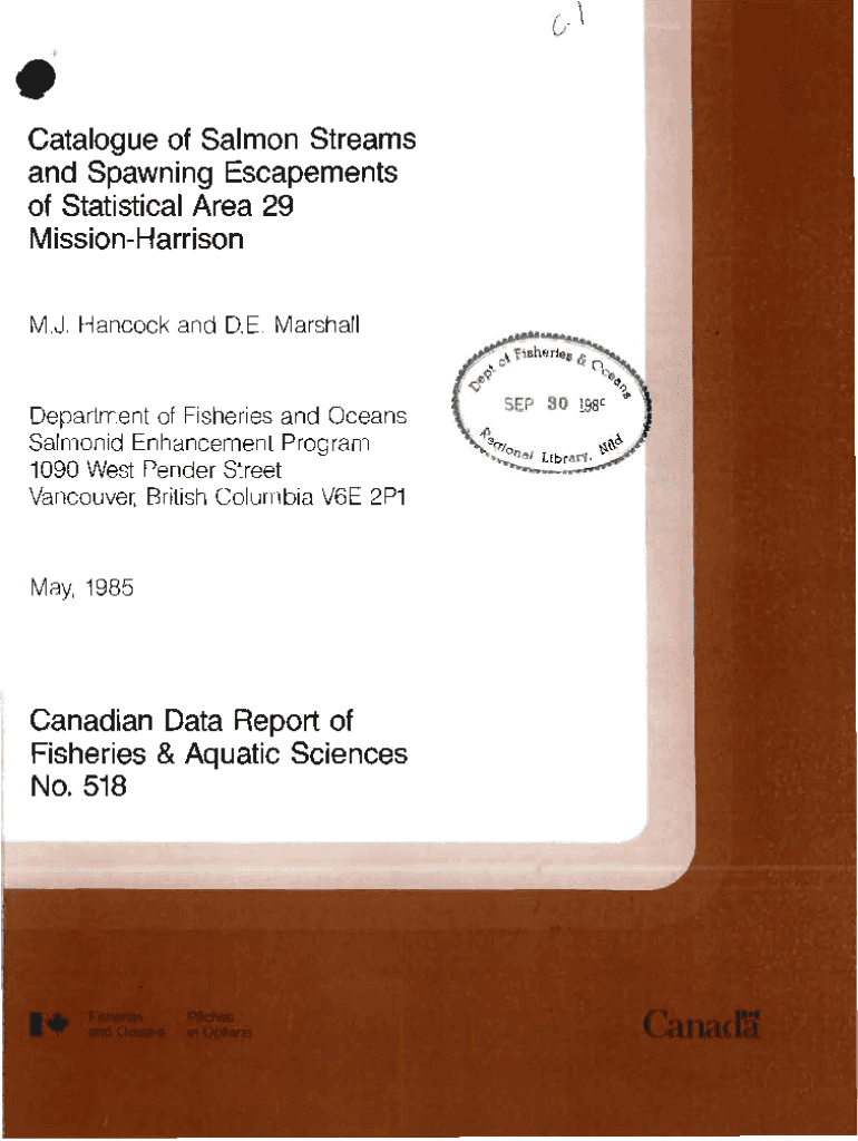 Fillable Online waves-vagues dfo-mpo gc Catalogue of Salmon Streams and ...