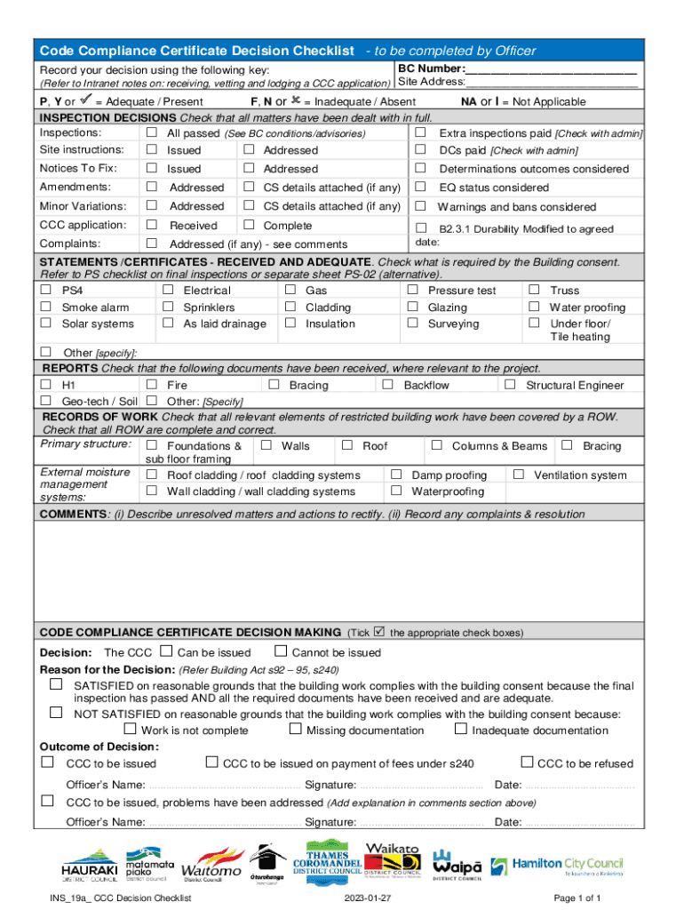 Fillable Online Apply for a Code Compliance Certificate (CCC) Fax Email Print - pdfFiller