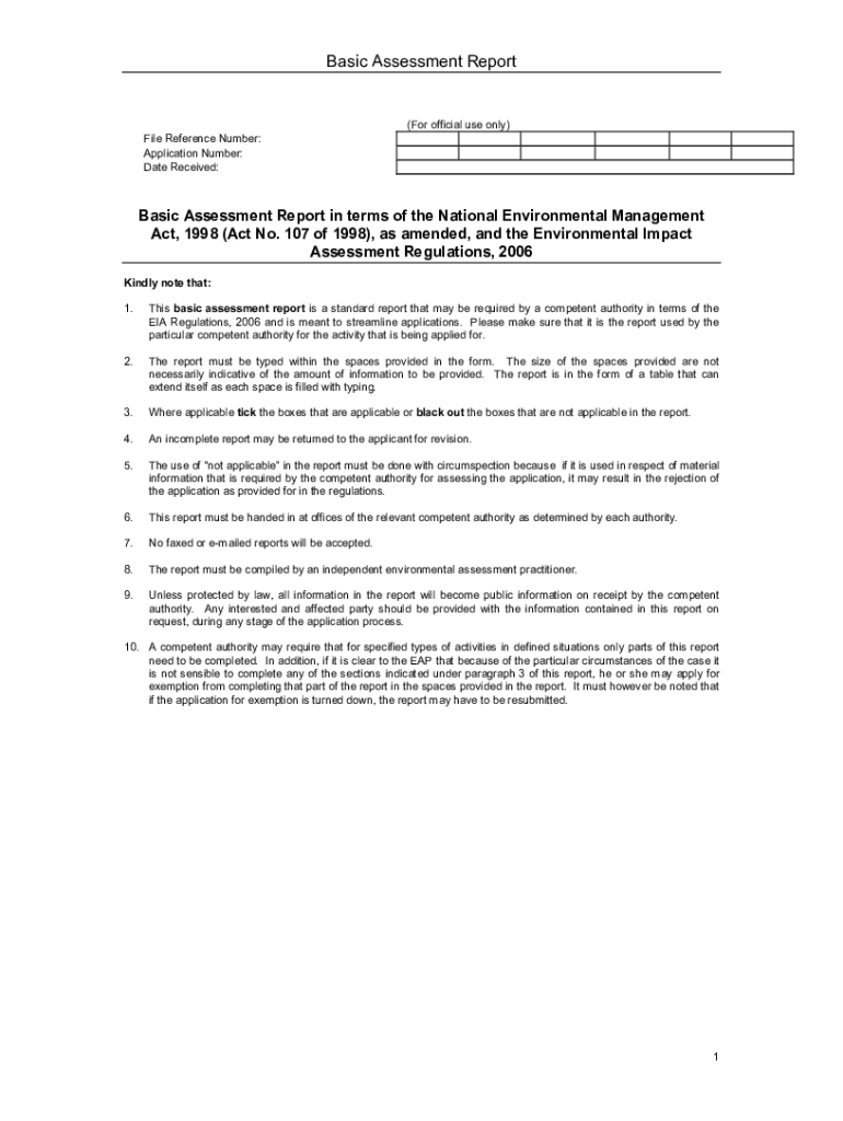 Fillable Online Basic Assessment Report Form Fax Email Print - pdfFiller