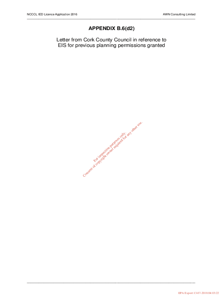 Fillable Online APPENDIX B.6(d2) Letter from Cork County Council in ... Fax Email Print - pdfFiller