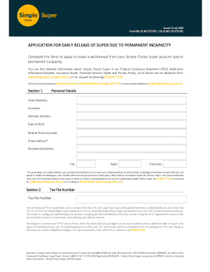 Fillable Online EARLY RELEASE OF SUPER DUE TO PERMANENT ... Fax Email ...