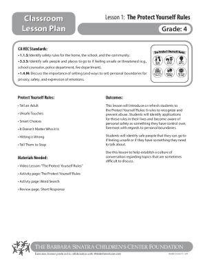 Fillable Online Grade 3 Sample Lesson Plan: Unit 1Safety Rules and ...