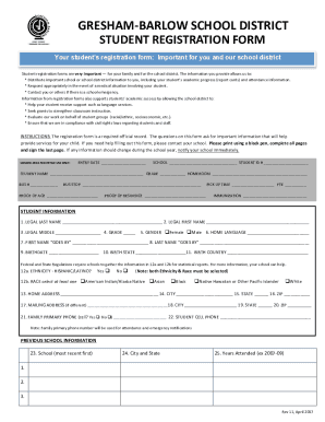 Fillable Online Student Registration Form - English Fax Email Print ...