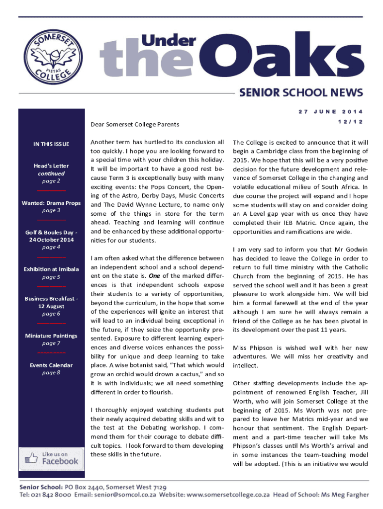 Fillable Online Dear Somerset College Parents Another Term Has Hurtled fillable-online-dear-somerset-college-parents-another-term-has-hurtled