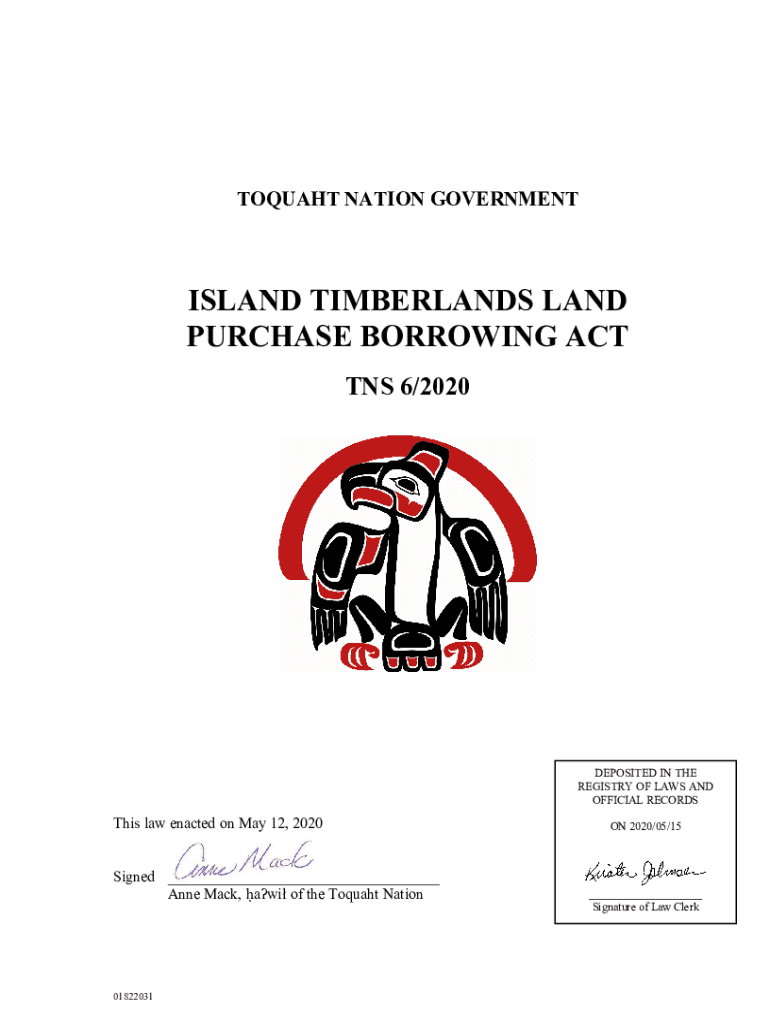 Fillable Online Island Timberlands Land Purchase Borrowing Act Fax ...