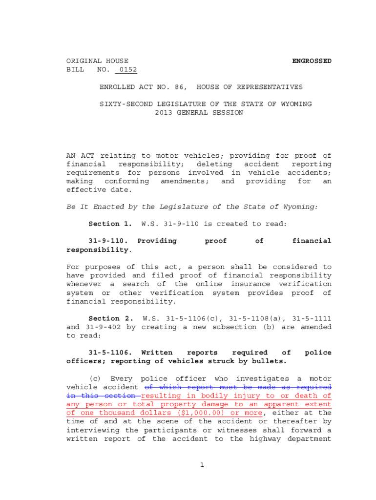 Fillable Online legisweb state wy ORIGINAL HOUSE ENGROSSED BILL NO ...