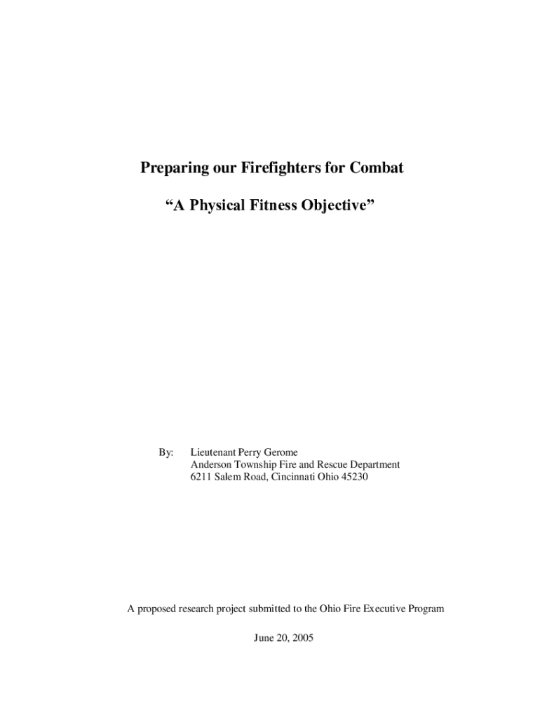 Fillable Online Preparing our Firefighters for Combat - A Physical ...