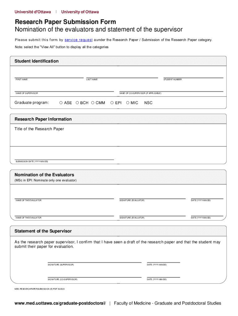 Fillable Online Research paper submission form Fax Email Print - pdfFiller