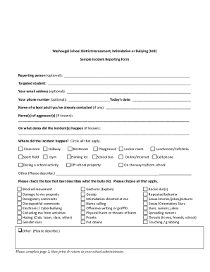 Fillable Online Harassment, Intimidation and Bullying Reporting Form ...