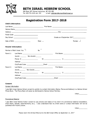 Fillable Online Beth Israel Congregation New Member Form Fax Email ...