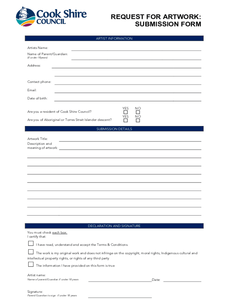Fillable Online REQUEST FOR ARTWORK: SUBMISSION FORM Fax Email Print ...