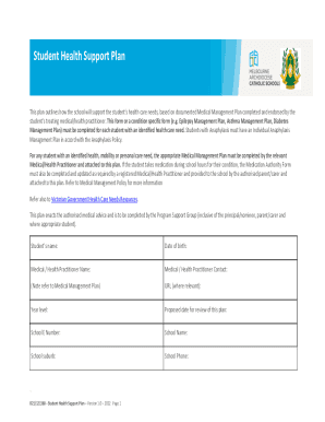 Fillable Online 1.21 updated Student-Health-Support-Plan-Template-v1-0 ...