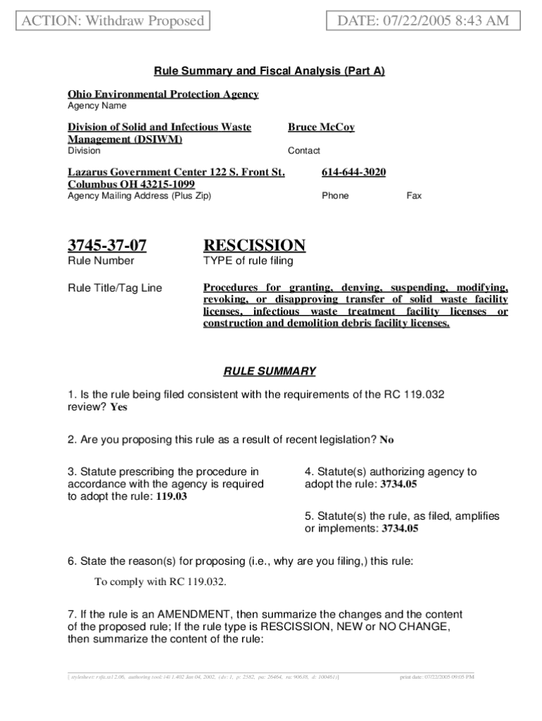 Fillable Online State Solid Waste Management Plan (DSIWM 659) Fax Email ...