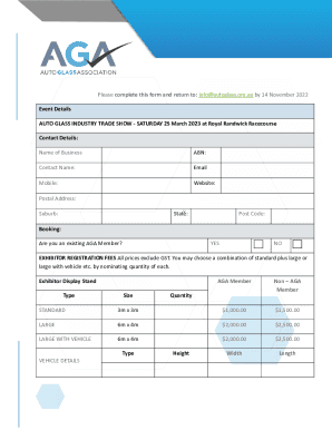 Fillable Online AGA Trade Event Exhibitor Registration Form ... Fax Email Print - pdfFiller