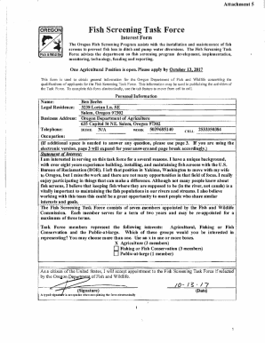 Fillable Online Fish Screening Task Force Interest Form Fax Email Print ...