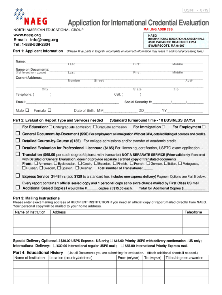 Fillable Online Fillable Online Application for International Credential ... Fax Email Print ...