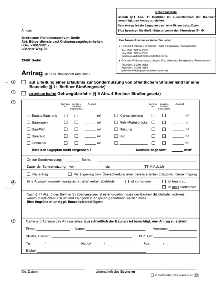 Ausfüllbar Online 11 BerlStrG, Sondernutzung - Gesetze des Bundes und der ... Fax Email Drucken ...