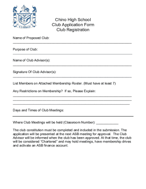 Fillable Online Application - Club Registration Fax Email Print - pdfFiller