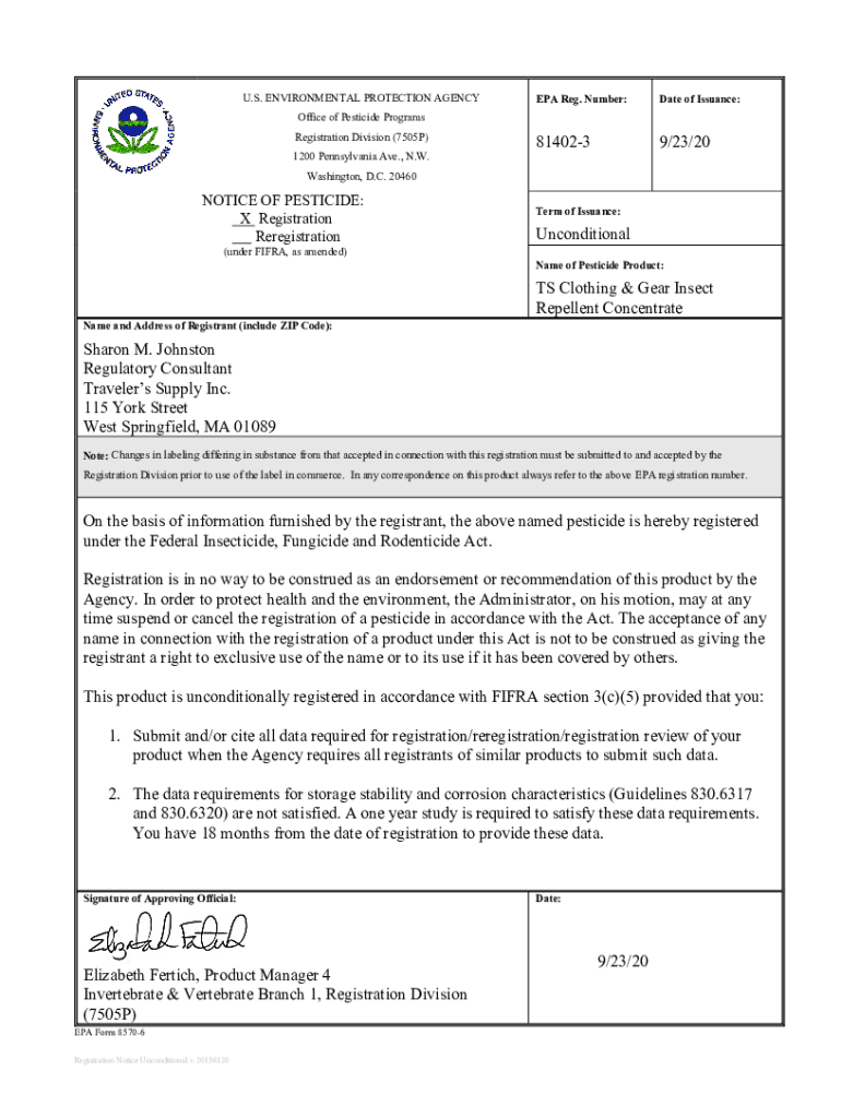 Fillable Online TS Clothing & Gear Insect Repellent Concentrate Fax ...