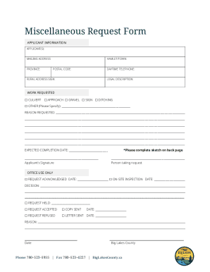 Fillable Online Miscellaneous Request Form Fax Email Print - pdfFiller