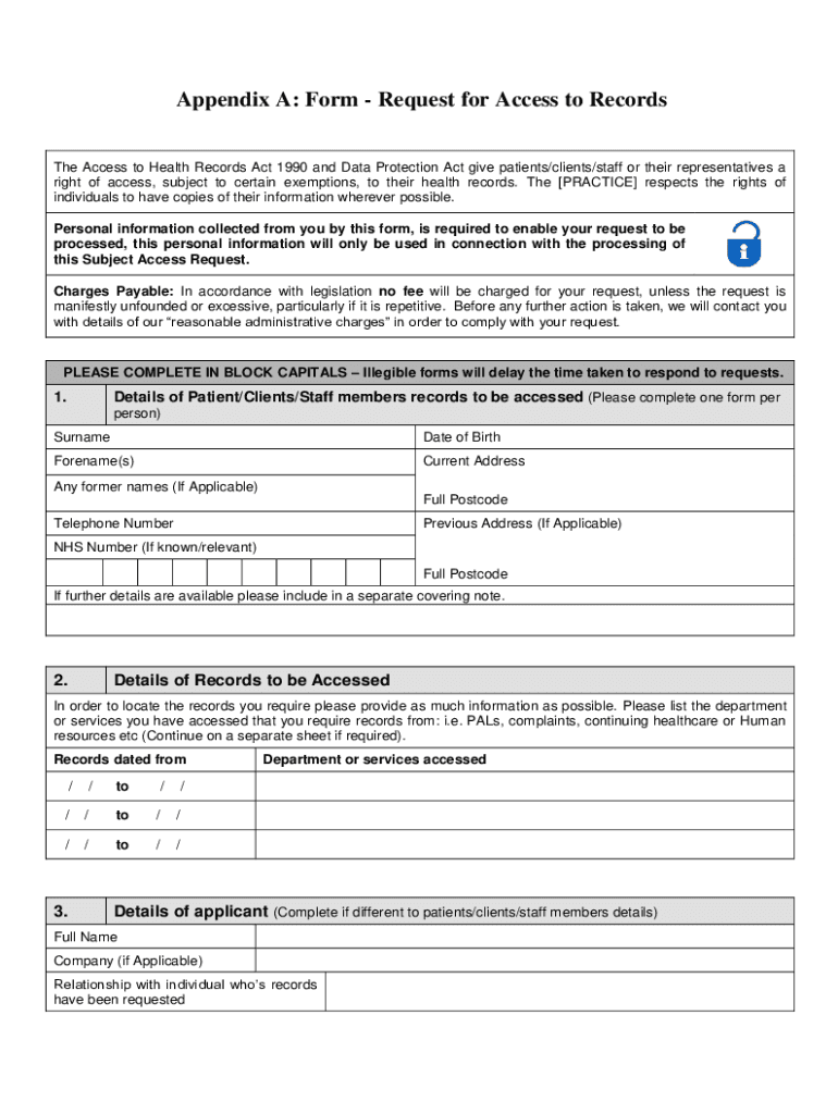Fillable Online Subject Access Request Policy (SAR) Fax Email Print - pdfFiller