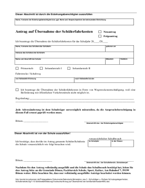 Ausfüllbar Online Antrag auf bernahme der Schlerfahrkosten Fax Email Drucken - pdfFiller