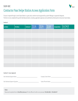 Fillable Online Contractor Pass Swipe Station Access Application Form ...