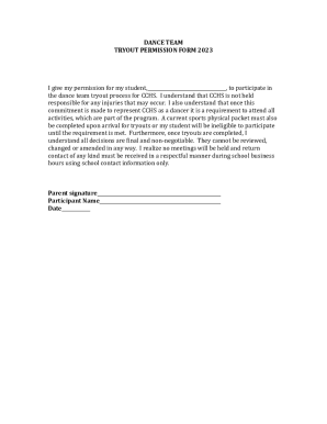 Fillable Online DANCE TEAM TRYOUT PERMISSION FORM.docx Fax Email Print ...