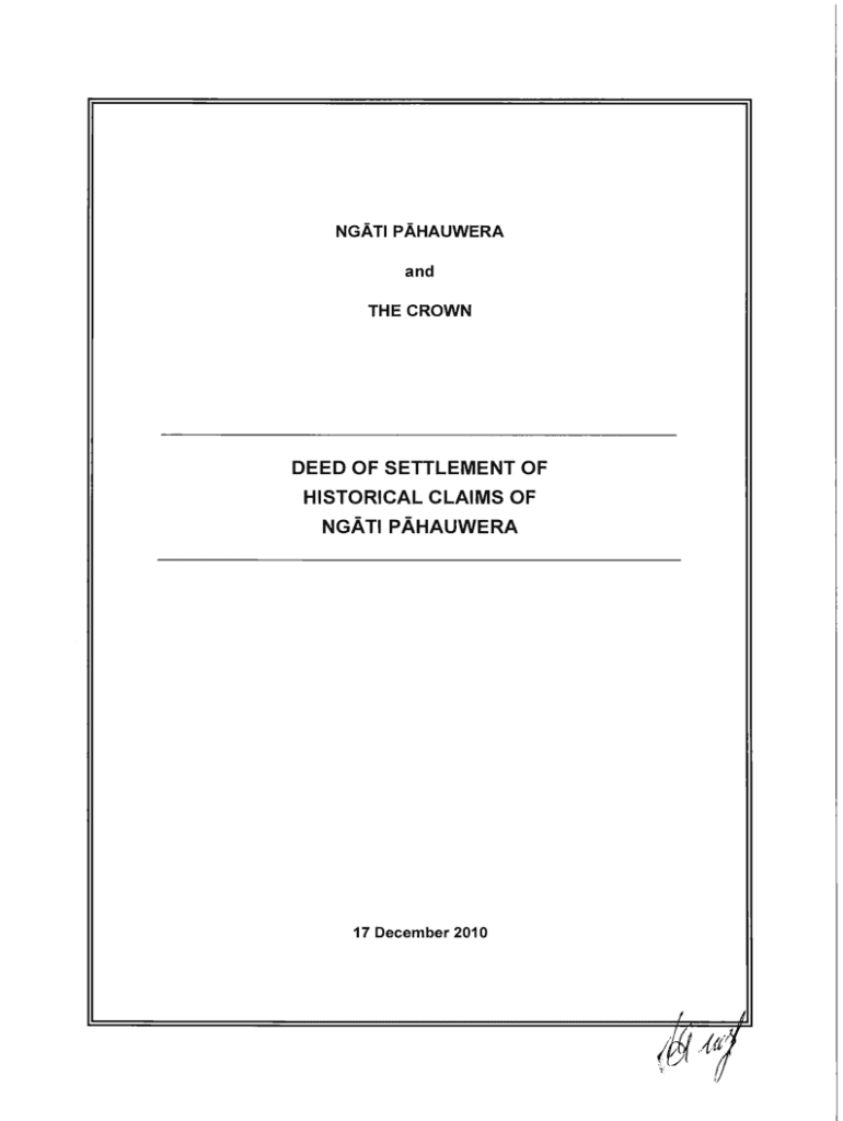 Fillable Online deed of settlement of historical claims of ngati pahauwera Fax Email Print ...