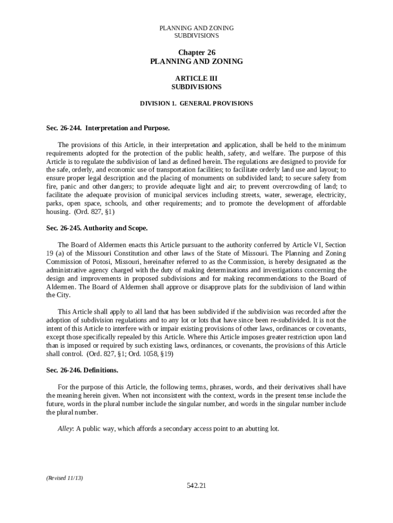 Chapter 26 - ZONING AND LAND USECode of Ordinances Doc Template | pdfFiller