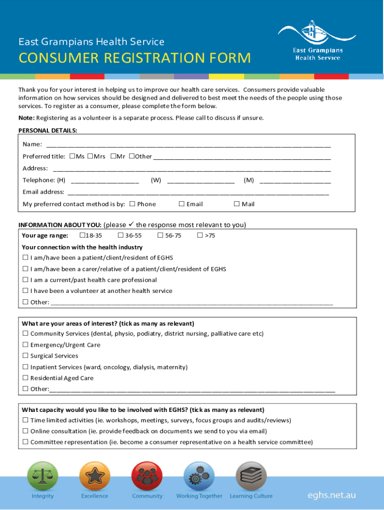 Fillable Online eghs net Consumer Registration Form Fax Email Print ...