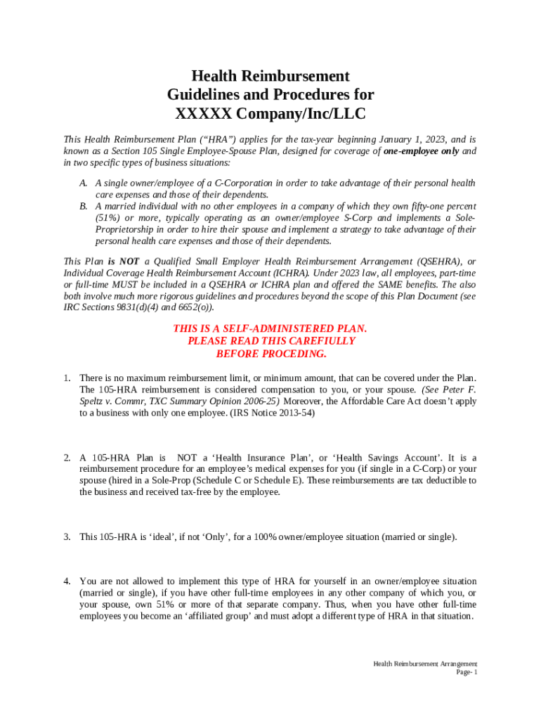 Health Reimbursement Guidelines and Procedures for ... Doc Template ...