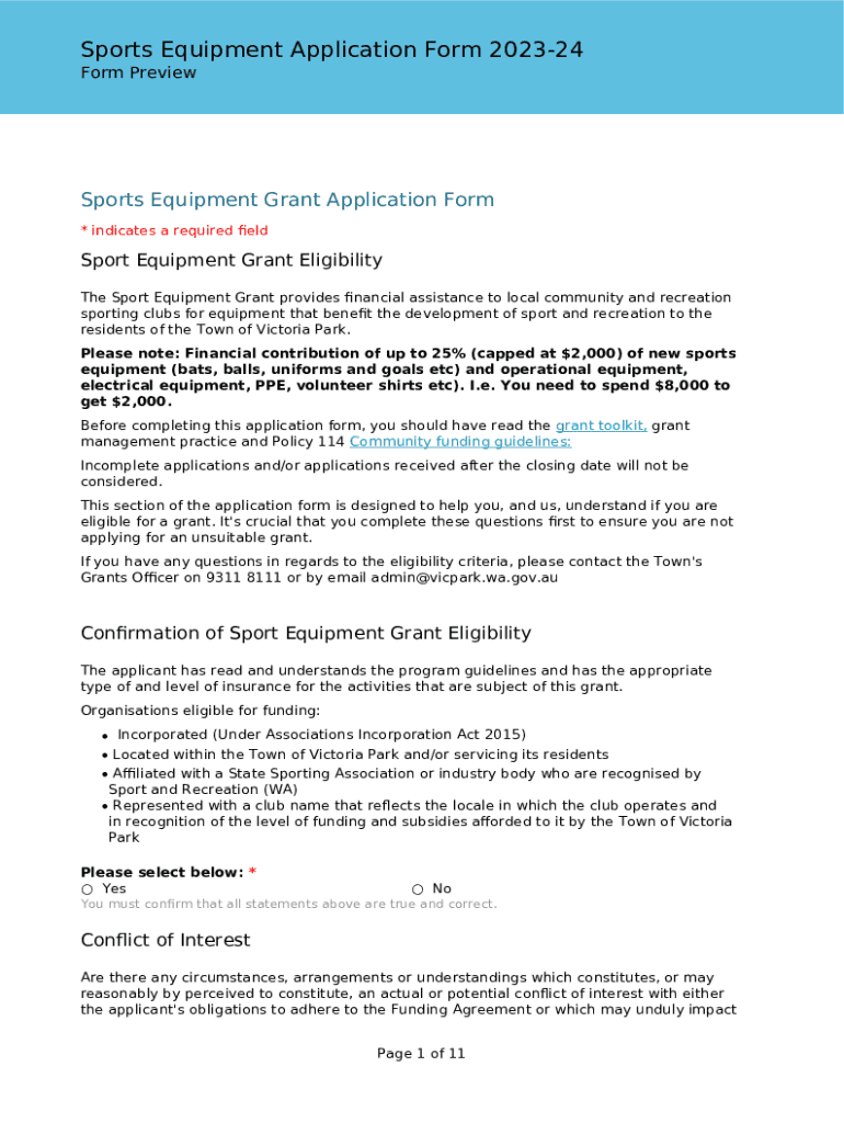 Fillable Online Sports Equipment Grants Application Form Fax Email Print - pdfFiller