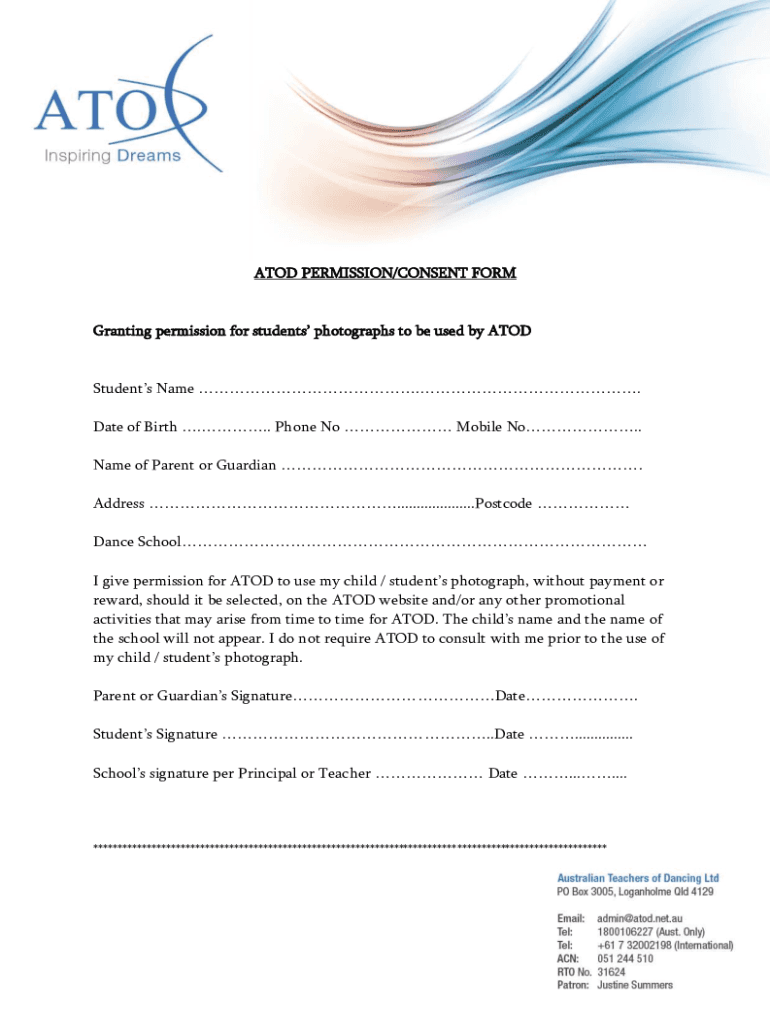 Fillable Online atod permission/consent form Fax Email Print - pdfFiller