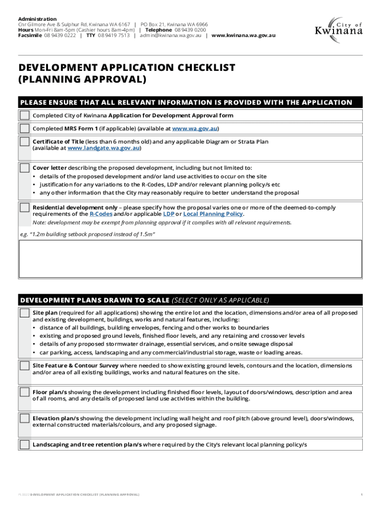 Fillable Online Development Application and checklist Fax Email Print - pdfFiller