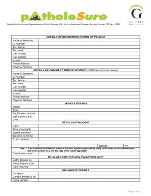 Fillable Online Pothole Claim Form Fax Email Print - pdfFiller