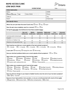 Fillable Online RAPID ACCESS CLINIC LOW BACK PAIN Fax Email Print ...