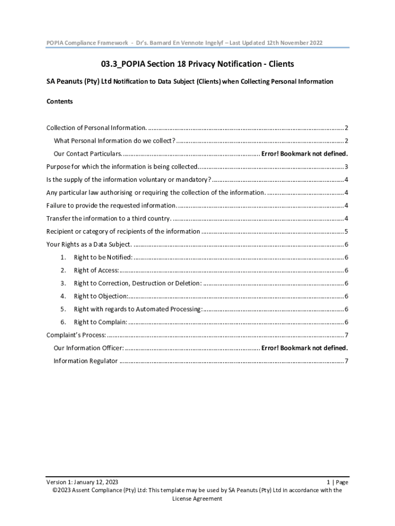 Fillable Online POPIA Compliance Framework - Drs Fax Email Print ...