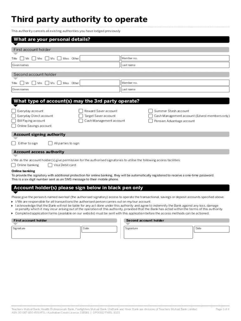 Fillable Online Third Party Agreement for personal account(s) Fax Email Print - pdfFiller