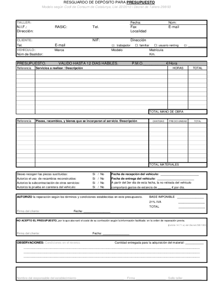 Completable En línea (Model Pressupost-CASTELL300-.xlsx) Fax Email Imprimir - pdfFiller