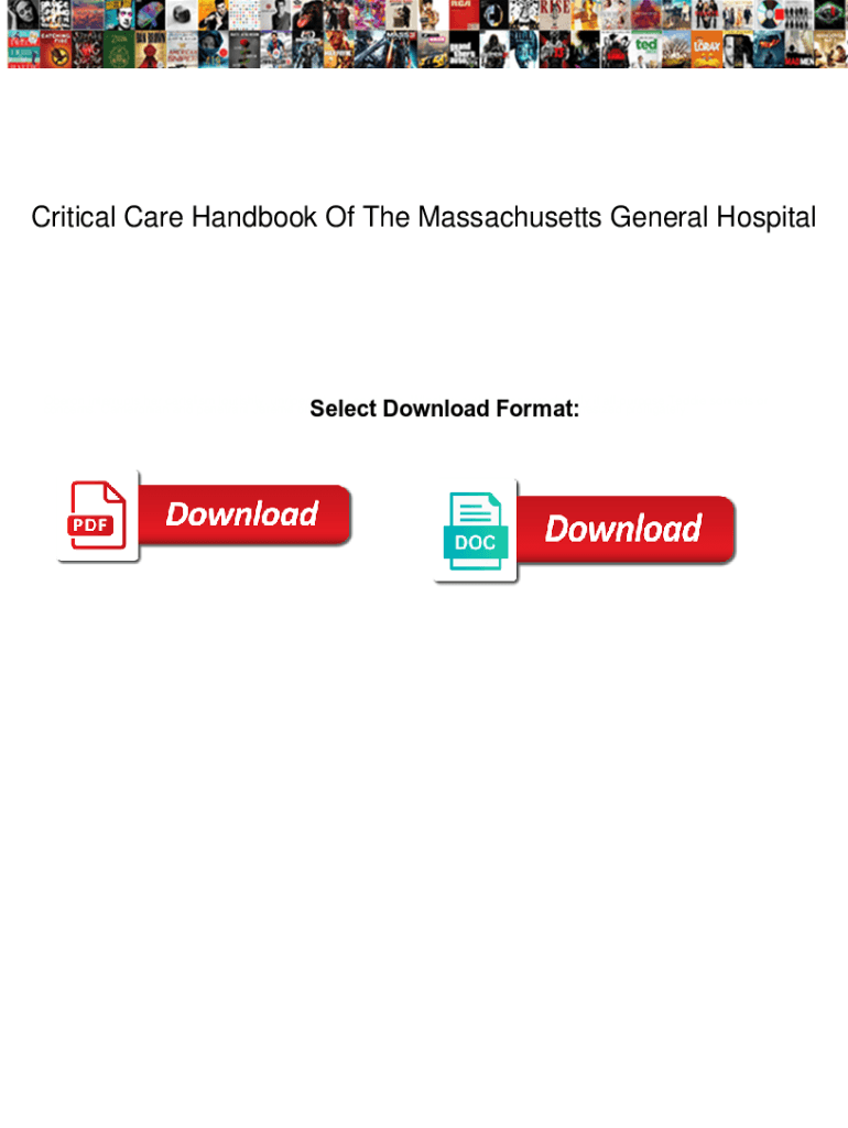 Critical Care Handbook Of The Massachusetts General Hospital Pdf - Fill ...