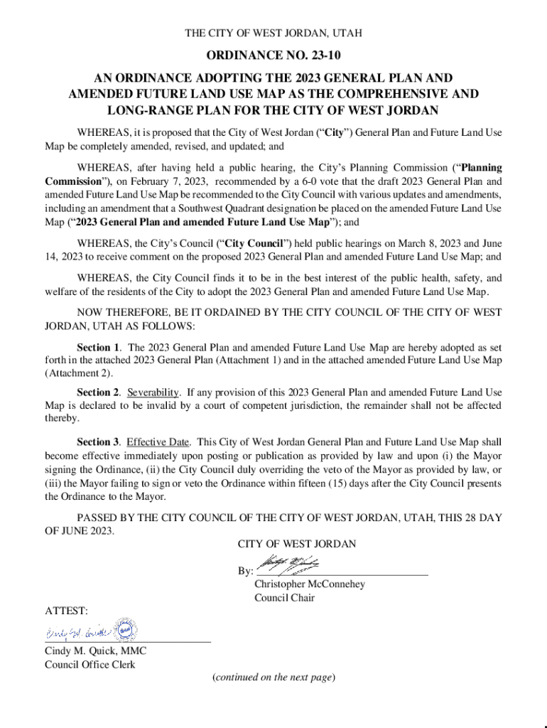 Fillable Online Ordinance No. 23-10 an Ordinance adopting the 2023 ...