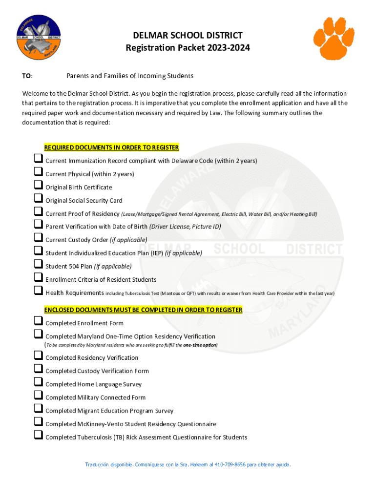 Fillable Online delmar k12 de that pertains to the registration process Fax Email Print - pdfFiller