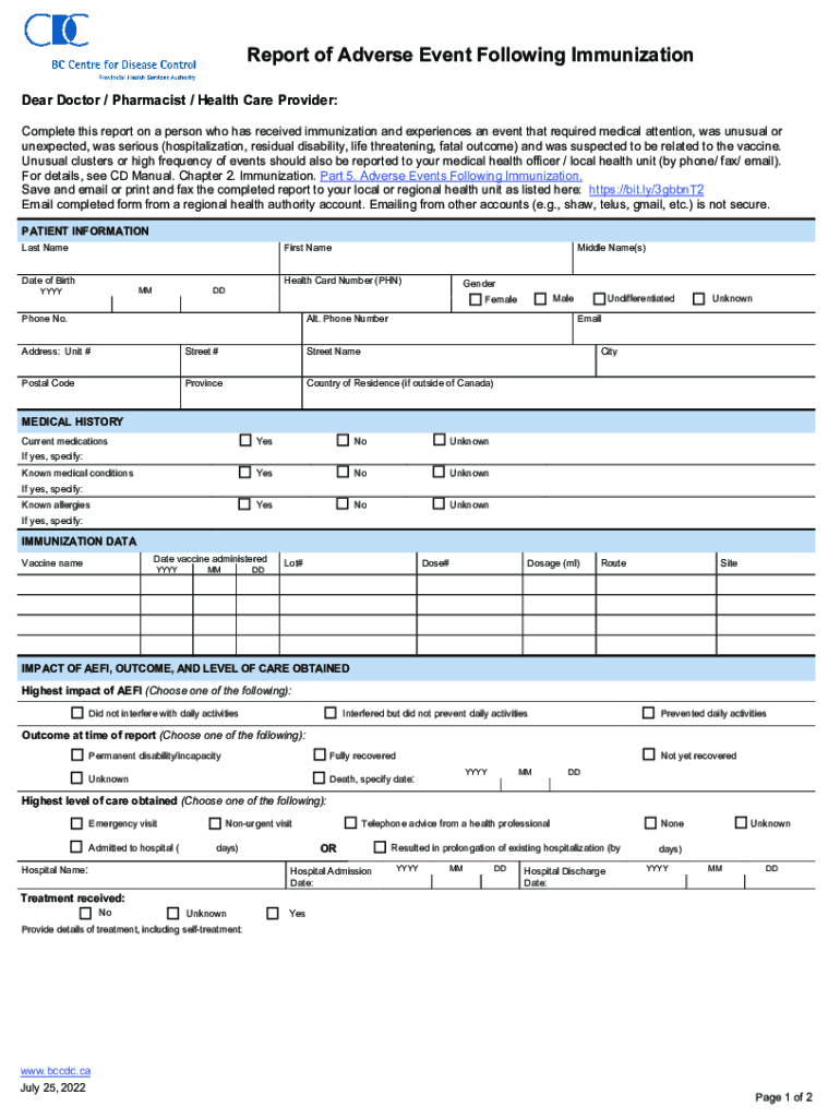 Fillable Online Reporting Adverse Events to VAERSVaccine Safety Fax ...